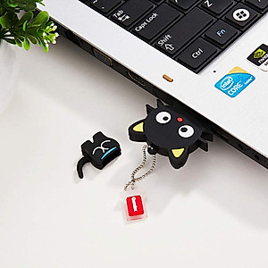 GARRULAX USB Flash Drive, 8GB / 16GB / 32GB USB 2.0 Silicone Cute Animal USB Memory Stick Date Storage Pendrive Thumb Drives (16GB, Black Cat)