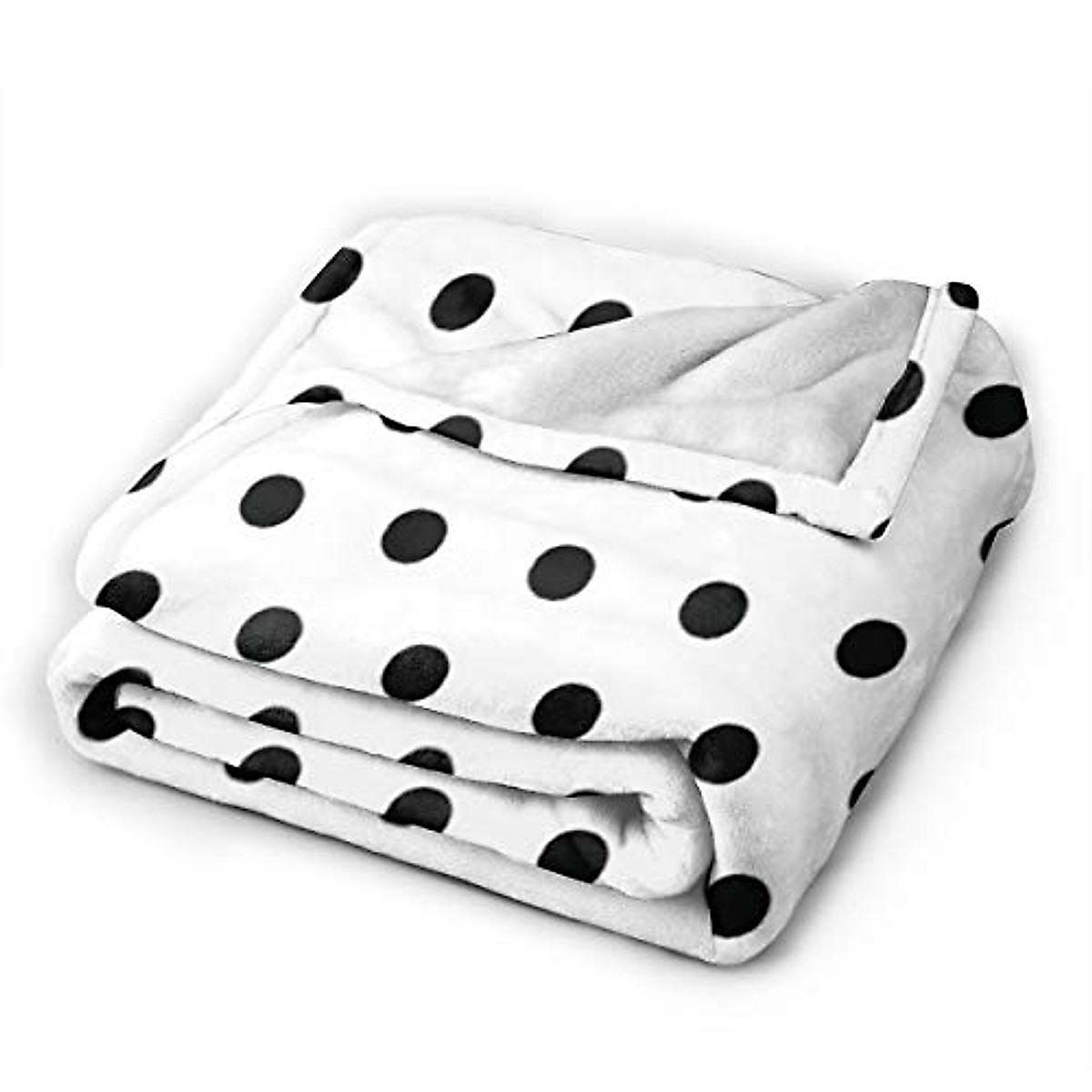 Fleece Plush Throw Blanket Comforter Classic Black White Polka Dot Faux Fur Soft Cozy Warm Fluffy Microfiber Fuzzy Blanket for Bed Couch Sofa Chair Fall Nap Travel Camp Picnic