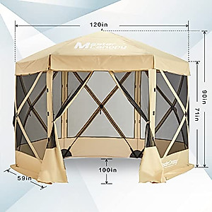 MASTERCANOPY 10x10 Portable Screen House Room Pop up Gazebo Outdoor Camping Tent with Carry Bag(10x10,Beige)