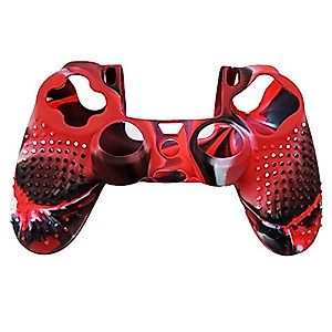 Pandaren Studded Anti-Slip Silicone Cover Skin Set for PS4 /Slim/PRO Controller(CamouRed Controller Skin x 1 + FPS PRO Thumb Grips x 8)