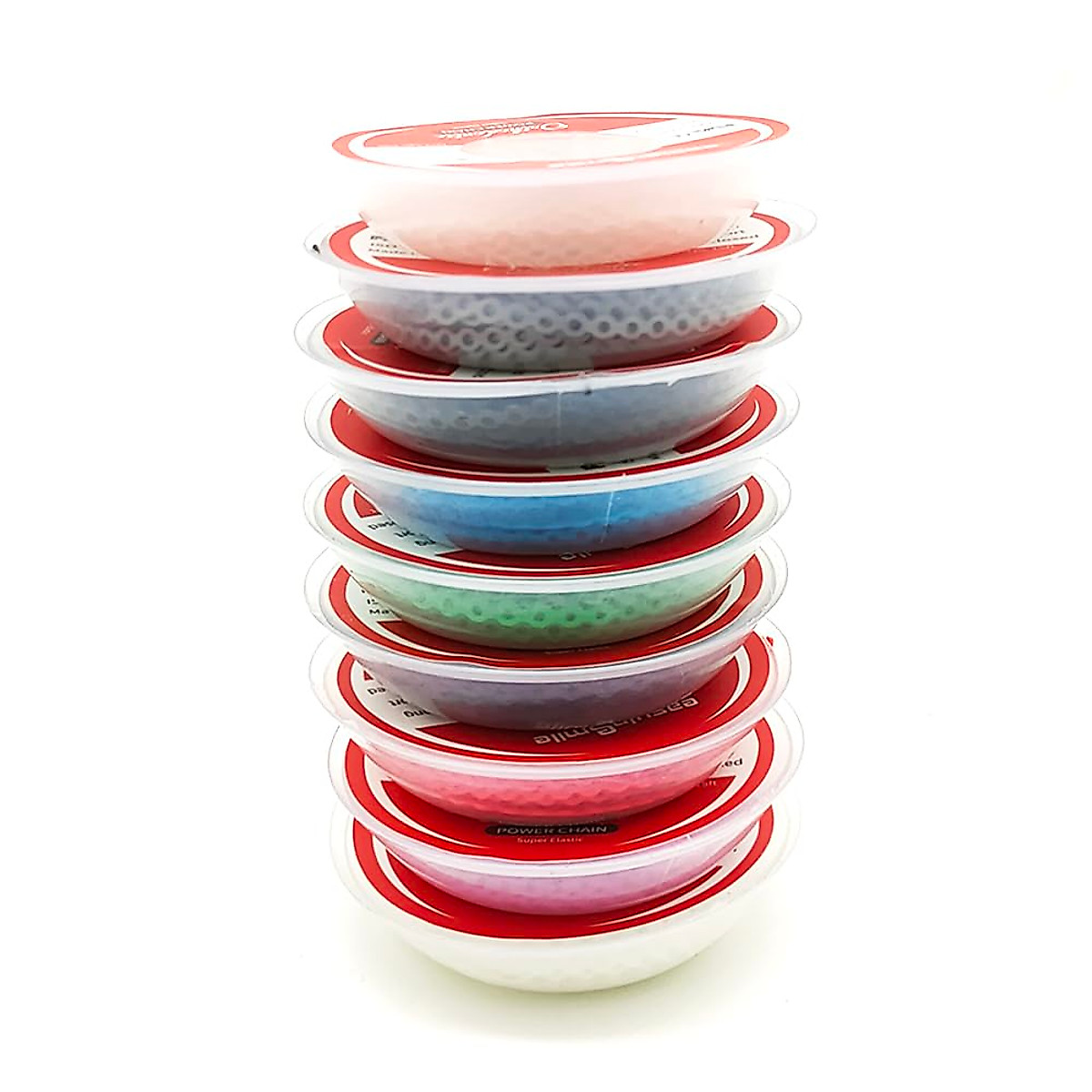 Dental Orthodontic Braces Rubber Chains, Elastic Power Chains for Braces (Long, Pink)