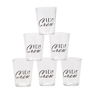 Fun Express Set of 24 Pieces I Do Crew Wedding Party Shot Glasses, Holds 2 oz, BPA Free Plastic, Wedding Party Supplies, Clear
