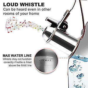 Secura Whistling Tea Kettle, 2.3 Qt Tea Pot, Stainless Steel Hot Water Kettle for Stovetops with Silicone Handle, Tea Infuser, Silicone Trivets Mat, Red