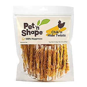 Pet 'n Shape Chik 'n Hide Twists – Chicken Wrapped Rawhide Natural Dog Treats, Small, 16 oz