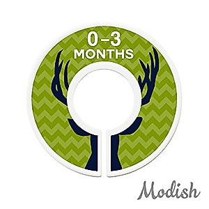 Modish Labels Baby Clothes Size Dividers, Baby Closet Organizers, Size Dividers, Baby Closet Organizers, Closet Dividers, Clothes Organizer, Nursery, Boy, Woodland, Deer, Navy, Green, Gray (Baby)