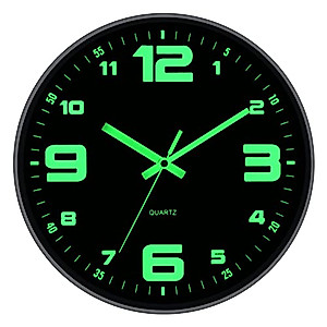 kinatime Wall Clocks Battery Operated - Glow in The Dark Wall Clock Non-tick 12 inch Silent Wall Clock for Bedroom Living Room and Office Decor
