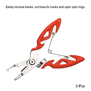PATIKIL Fishing Pliers, 3Pcs Stainless Steel Hook Remover Fishing Lines Cutter Tool for Fishing, Orange