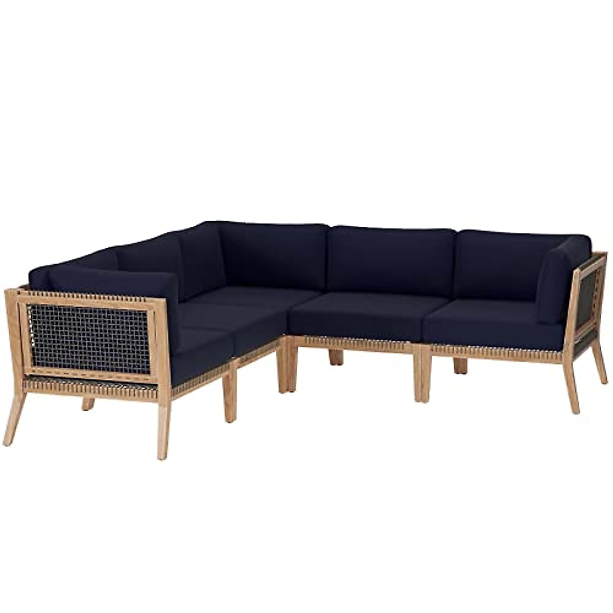 Modway Clearwater Sectional, 5-Piece Set, Gray Navy