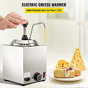 VEVOR Hot Cheese Pump, 2.6Qt Nacho Cheese Warmer with Pump, Stainless Steel Hot Fudge Warmer, 650W Hot Cheese Dispenser for Hot Fudge Cheese Caramel