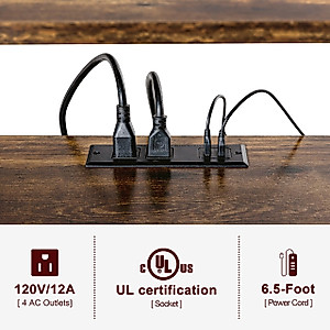 Entrintou TV Stand with Power Outlet for 55/65/70/75 inch TVs, TV Console Table with Open Storage Shelves, 3-Tier Industrial Entertainment Center, Wood TV Stand for Living Room, Bedroom, Brown Black