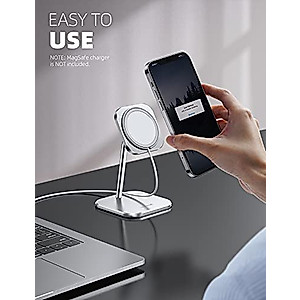 Lamicall Phone Stand for MagSafe Charger - Adjustable Aluminum Charging Holder Dock Cradle for Desk 360° Rotation, Compatible with Apple iPhone 14 Plus 13 12 Mini, Pro, Pro Max[MagSafe Not Included]