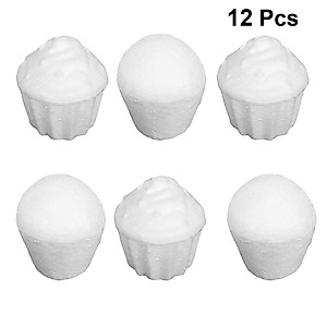12pcs Foam Cupcake Polystyrene Foam Cake Model Styrofoam Modelling Mould DIY Foam Mold for Crafts Flower Wedding Christmas Party Decoration 7.8cm 7.5cm