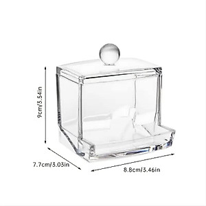 SINDAL 1pc 3.5*3.5in Acrylic Cotton Swabs Storage Holder, Cotton Swabs Box, Cotton Pads Holder