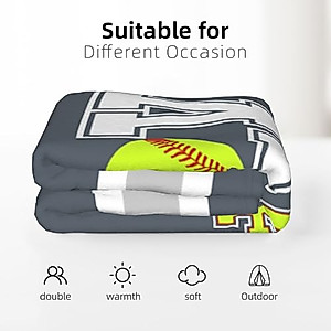 ONE TO PROMISE Softball Blanket, Softball Gifts for Girls, Best Girls Softball Gifts, Softball Blankets Gift for Girls, Soft Plush Softball Throw Blanket for Christmas Birthday 40" x 50"