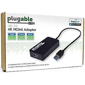 Plugable USB 3.0 to HDMI 4K DisplayLink Video Graphics Adapter for Multiple Monitors up to 3840x2160 Supports Windows, Mac, and ChromeOS