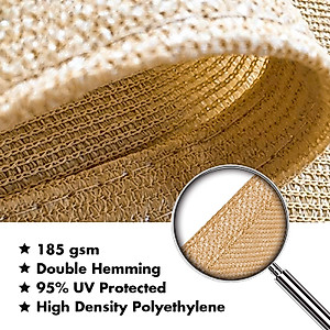 KANAGAWA Sun Shade Sail 12'x16' Sand Rectangle UV Block Canopy Awning Shelter Fabric Cloth Screen for Outdoor Patio Garden Backyard Activities