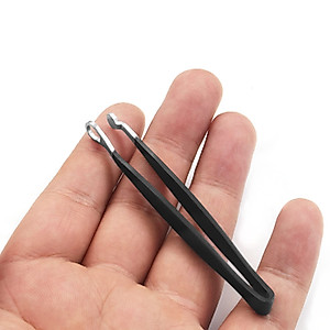 Yutoner Precision Nose Hair Tweezer Stainless Steel Round Head Grooming Scissor Eyebrow Clippers Trimmer for Safely Trim Nose and Ears (Black)