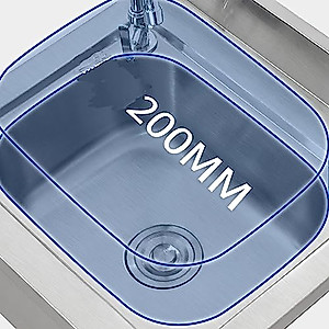 Thickened Stainless Steel Sink Single Tank With Bracket, Integrated Simple Floor Washbasin, Commercial/domestic, With Complete Accessories 50/60cm (Size : 60cm)