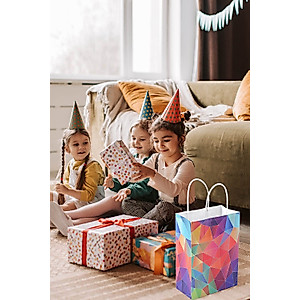 RELYRUNK Small Party Favor Bags with Handles Bulk 24 Pieces 6 x 3.15 x 8.2 Inches, Christmas Holiday Birthday Baby Shower Rainbow Gift Bags Various Sizes