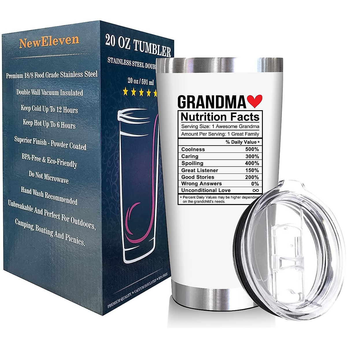 NewEleven Gifts For Grandma - Grandma Gifts From Granddaughter, Grandson - Unique Birthday Present Ideas For Grandma, Nana, Gigi, Mimi, Grammy From Grandchildren, Grandchild - 20 Oz Tumbler