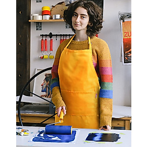 Zihuatailor Orange Yellow Apron for Women with Pockets | Lightweight and Adjustable Apron
