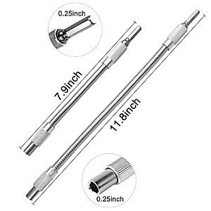 Egaageoi Flexible Drill Bit Extension - 7.9" & 11.8" Flexible Screwdriver Extension for Tight Spaces, DIY Projects, Professional Installations, Home Repairs - Flex Drill Bit for Mechanics, Electrician