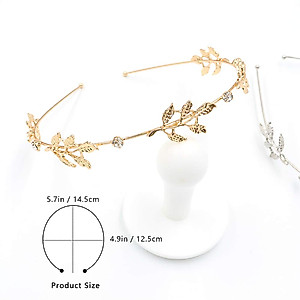 NODG 2 Pieces Leaf Tiaras for Women Silver-Leaf Headbands Crystal Gold Tiaras for Women Bridal Headpiece Wedding Headbands Hair Accessories Jewelry Tiaras and Crowns for Women