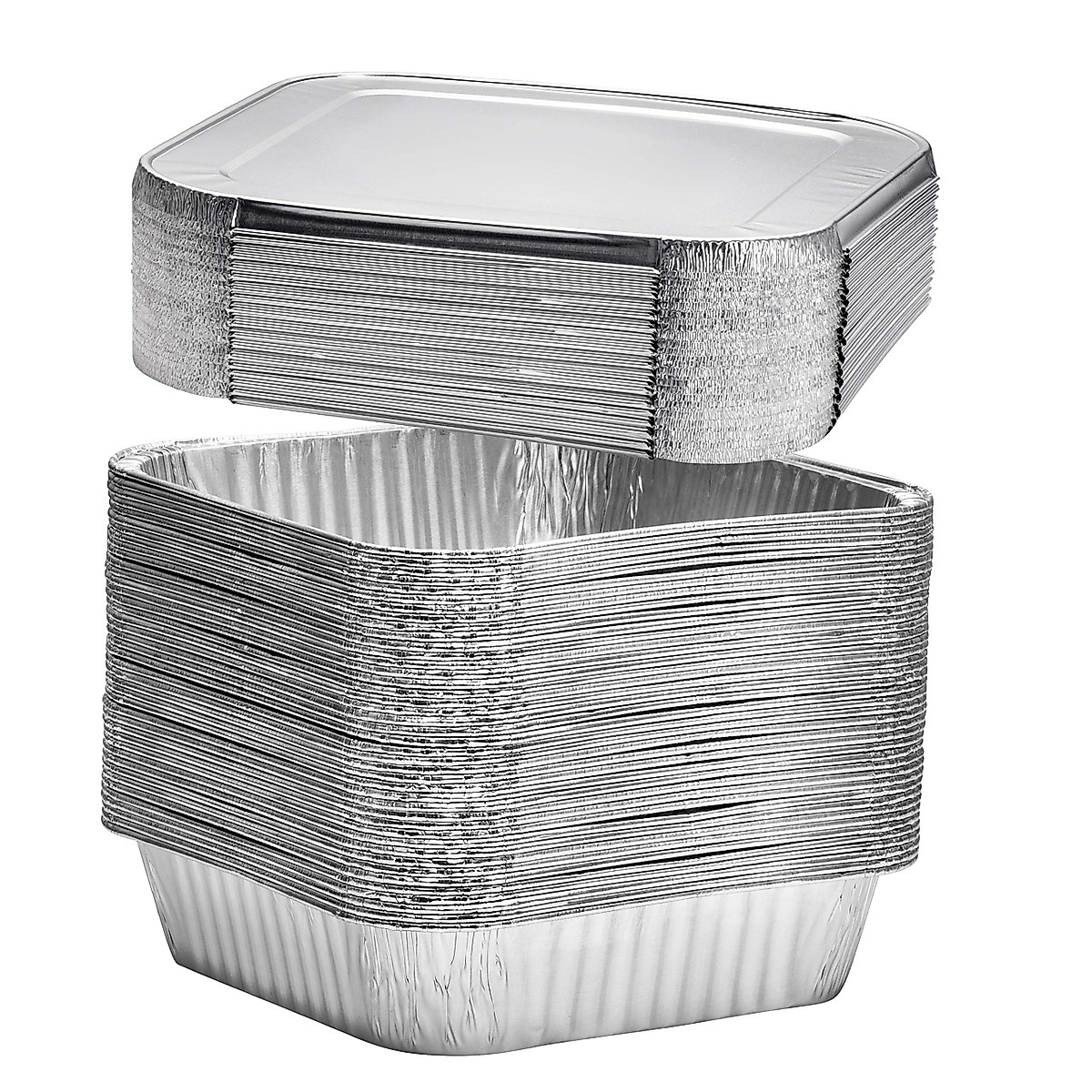 8x8 Disposable Aluminum Pans With Lids - 10 Pack Foil Pans For Cooking, Baking Cakes, Roasting & Homemade Breads - Disposable Food Containers With Foil Lids