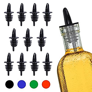 EHOMEA2Z Plastic Liquor Bottle Pourers Black- 12 Pack Classic Bottle Pourers for Alcohol, Leak-Proof, Dishwasher-Safe Pour Spouts for Liquor Bottles