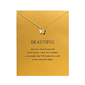 Hundred River Friendship Anchor Compass Necklace Good Luck Elephant Pendant Chain Necklace with Message Card (gold butterfly)