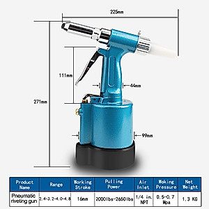 DoubleSun Heavy Duty Air Hydraulic Riveter-Professional Pop Pneumatic Riveting Gun Rivet Tool with Nose Pieces