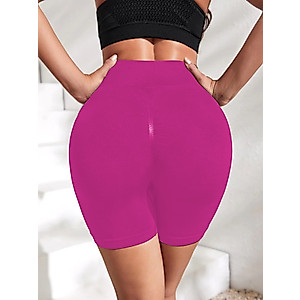 X-SNOW FALCON Women Gym Workout Seamless Shorts High Waisted Biker Scrunch Butt Booty Athletic Yoga Shorts Rose Red