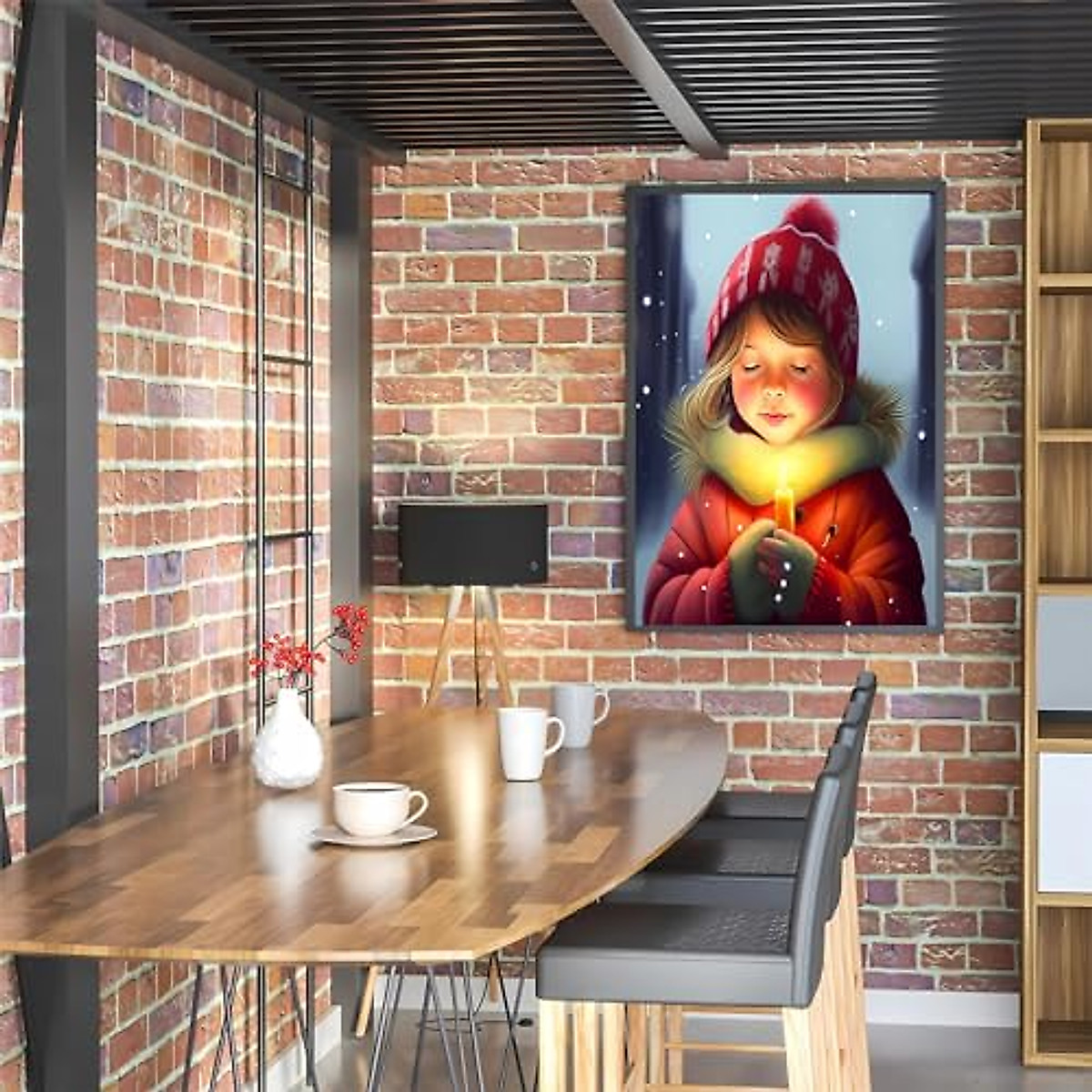 Worihut Christmas 5D Diamond Painting Kits for Adults, Angel with Candle DIY Full Round Diamond Art with Accessories & Tools,Wall Decoration Crafts for Home Wall Decor 24x32 Inch