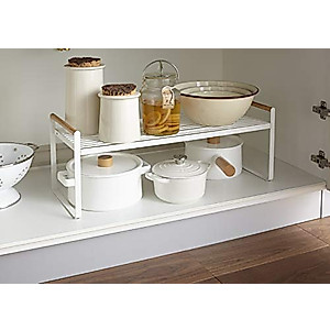 YAMAZAKI home Wired Organizer Rack-Kitchen Storage Shelves, One Size, White - 3803