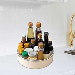 Lazy Susan Turntable Organizer Spice Rack Organizer Large Capacity Rotating Makeup Organizer for Cabinet Table Fridge Storage, White