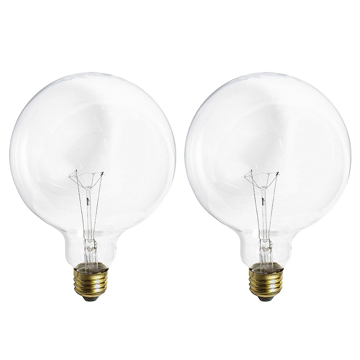 KOR (2 Pack) G40 Incandescent Light Bulb 2700K Soft Light, Decorative Globe Light Bulbs,E26 Medium Base, Perfect use for Decor, Pendant, Bathroom/Vanity Mirror Makeup, Dimmable. Crystal-Clear (150)