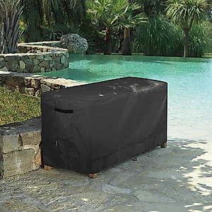STEECA Patio Deck Box Cover Waterproof Outdoor Rectangular Storage Bench Cover 52L x 28W x 26H inch, Black