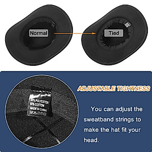 GEMVIE Cowboy Hat for Men Womens Classic Crushable Roll Up Brim Cowboy Hat Belt Buckle Western Cowboy Cowgirl Hat