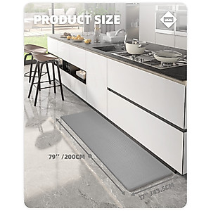 Color G Kitchen Runner Rug Floor Mat, Cushioned Anti-Fatigue, Non Skid Waterproof Comfort Standing Rugs, Memory Foam, 17"x79", Grey