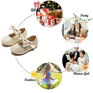 Felix & Flora Girls Mary Jane Flat Dress Shoe for Toddler Little Kid Party School (8 Toddler,Gold)