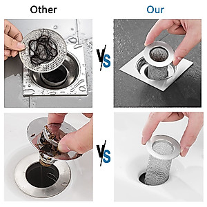 Resdenio Bathroom Sink Drain Strainer Stainless Steel, 2 Pack Floor Drain Filter Mesh Basket Filter Hair Trap Anti-Clog Slag Strainer - Large Wide Rim 2.16" Diameter