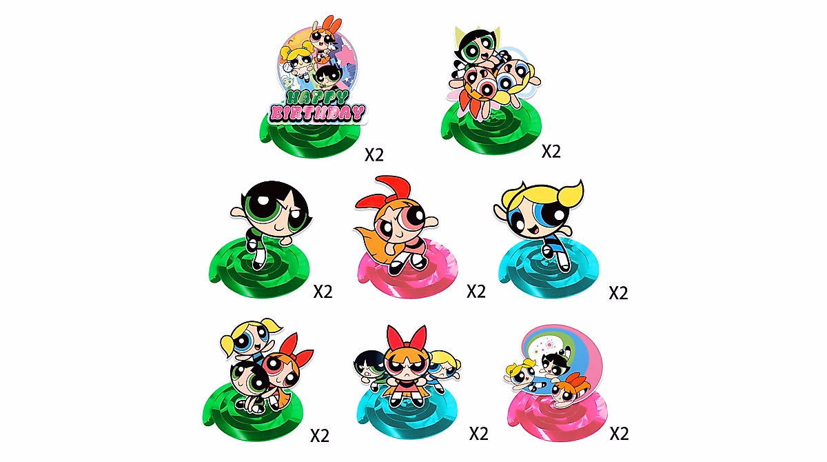 Power Girls Birthday Decorations - 16pcs Party Swirls
