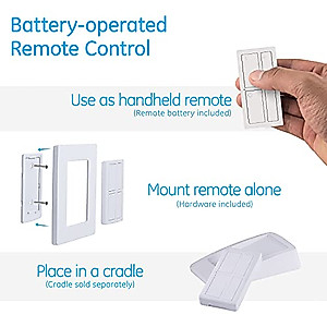 mySelectSmart GE Dimmable Wireless Control Switch, On/Off & Full, 1 Outlet, 150 ft. Range from Plug-in Receiver, Ideal for Lamps & Indoor Lighting, No Wiring Needed, 37781, Dimming Remote
