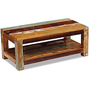 QJBSAVVA Coffee Table Solid Reclaimed Wood 35.4"x17.7"x13.8",Entrance Table Tray Tables Center Table Low Table Suitable for Meeting Rooms, Reception Rooms, Offices