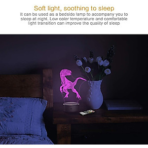 AmazeFan Dinosaur Night Light for Kids-3D Bedside Lamp 16 Colors Change Remote Control with 2 Acrylic Flats Best Christmas Birthday Gifts for Boys Girls Kids Baby (2 Dinosaurs)
