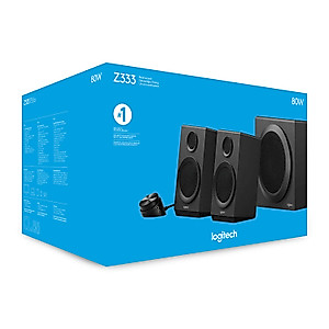 Logitech Z333 2.1 Speakers – Easy-access Volume Control, Headphone Jack – PC, Mobile Device, TV, DVD/Blueray Player, and Game Console Compatible, Black