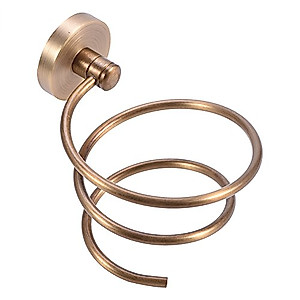 Weojeviy Hair Dryer Holder, Brass Wall Mount Blow Dryer Holder, Antique Hair Dryer Shelf Wall Mount Solid Brass Storage Rack Bathroom Organizer Shelf, Hidden Installation