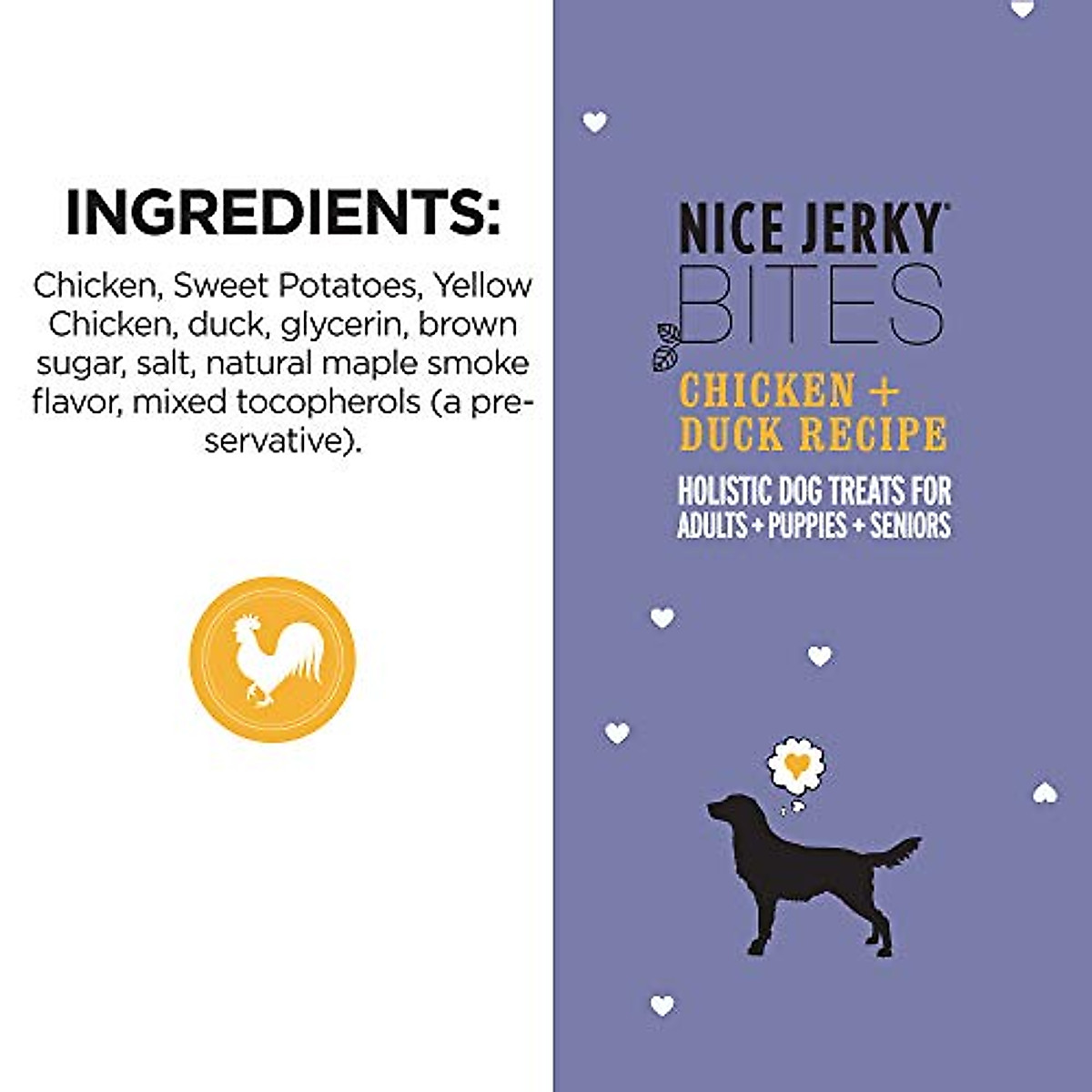 I and love and you Nice Jerky Bites - Grain Free Dog Treats, Chicken + Duck, 4-Ounce, Pack of 1