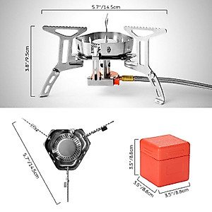 Odoland 3500W Windproof Camp Stove Camping Gas Stove with Fuel Canister Adapter, Piezo Ignition, Carry Case, Portable Collapsible Stove Burner for Outdoor Backpacking Hiking and Picnic