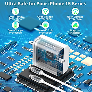 【MFi Certified】iPhone 15 Charger Fast Charging, Redpark 3Pack 20W USB-C Power Type-C Wall Charger Adapter+6FT USB-C to USB-C Charge Cable for iPhone 15 Plus/15 Pro/15 Pro Max/iPad Pro/Air/Mini/AirPods